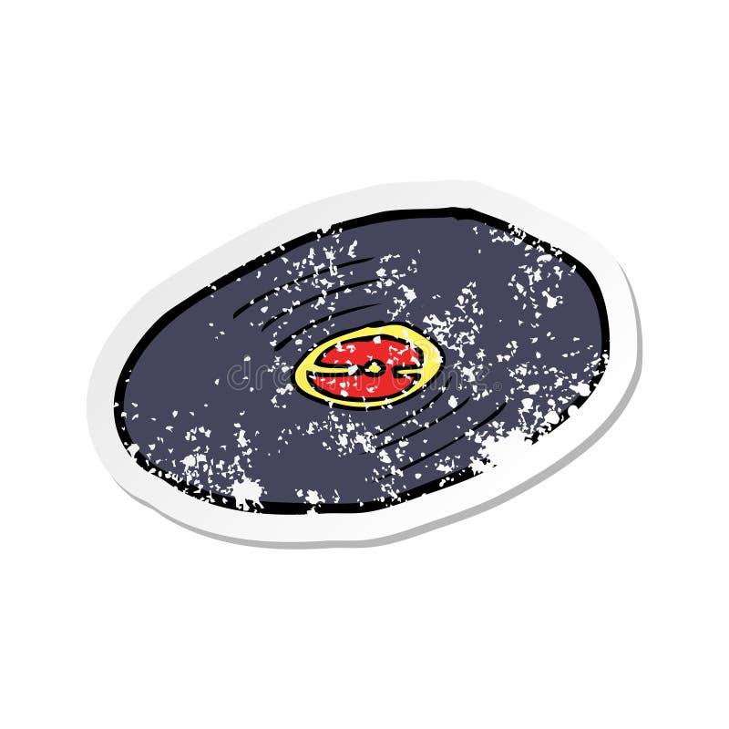 A Creative Retro Distressed Sticker of a Cartoon Vinyl Record Stock ...