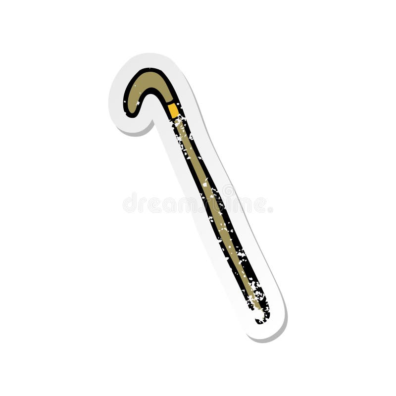 A Creative Retro Distressed Sticker of a Cartoon Walking Stick Stock ...