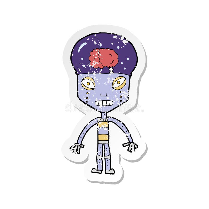 Sticker Weird Robot Spooky Scary Halloween Cartoon Character Cute ...