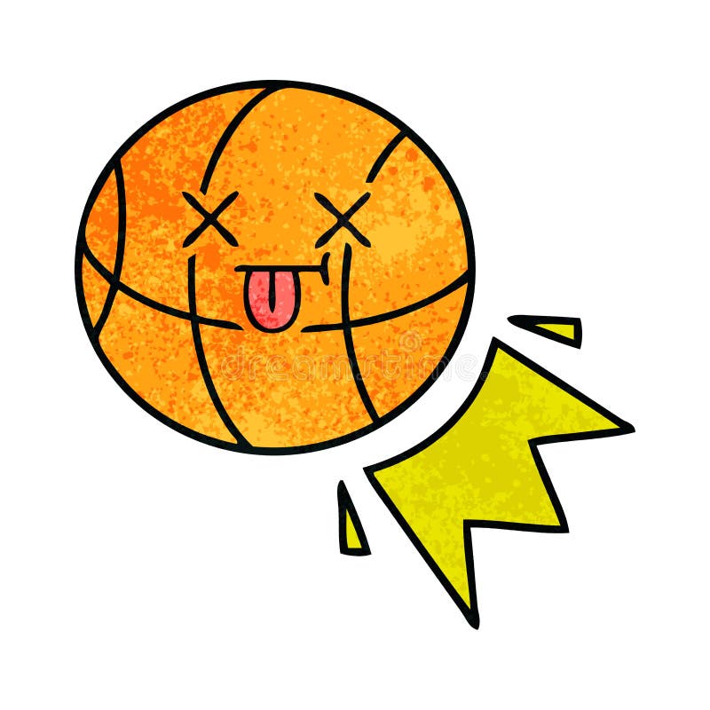 A Creative Retro Grunge Texture Cartoon Basketball Stock Vector ...