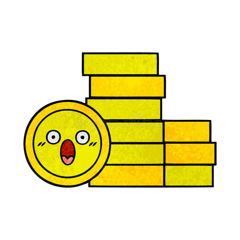 A Creative Retro Grunge Texture Cartoon Coins Stock Vector ...