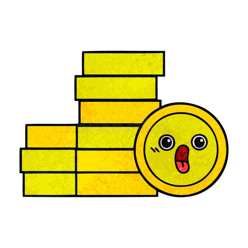 A Creative Retro Grunge Texture Cartoon Coins Stock Vector ...