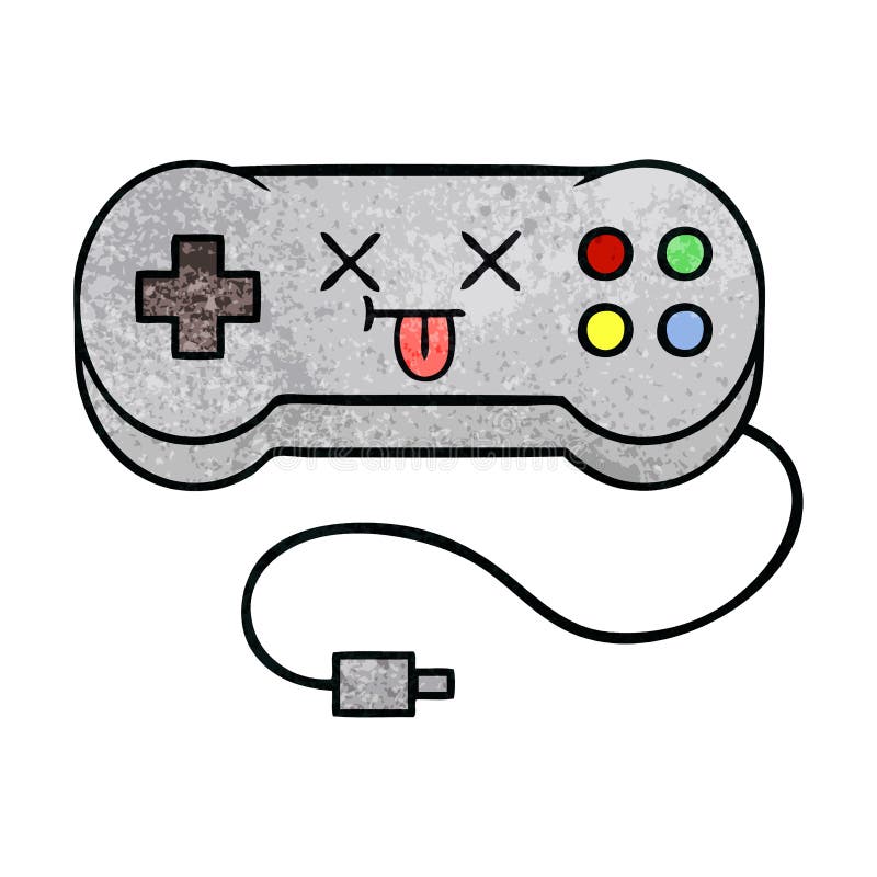 A Creative Retro Grunge Texture Cartoon Game Controller Stock Vector ...