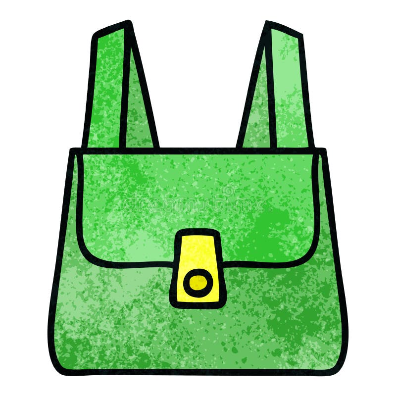 A Creative Retro Grunge Texture Cartoon Green Bag Stock Vector ...