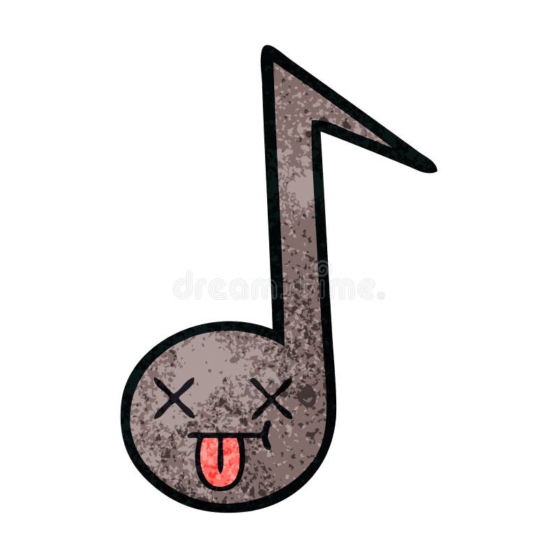 A Creative Retro Grunge Texture Cartoon Musical Note Stock Vector ...
