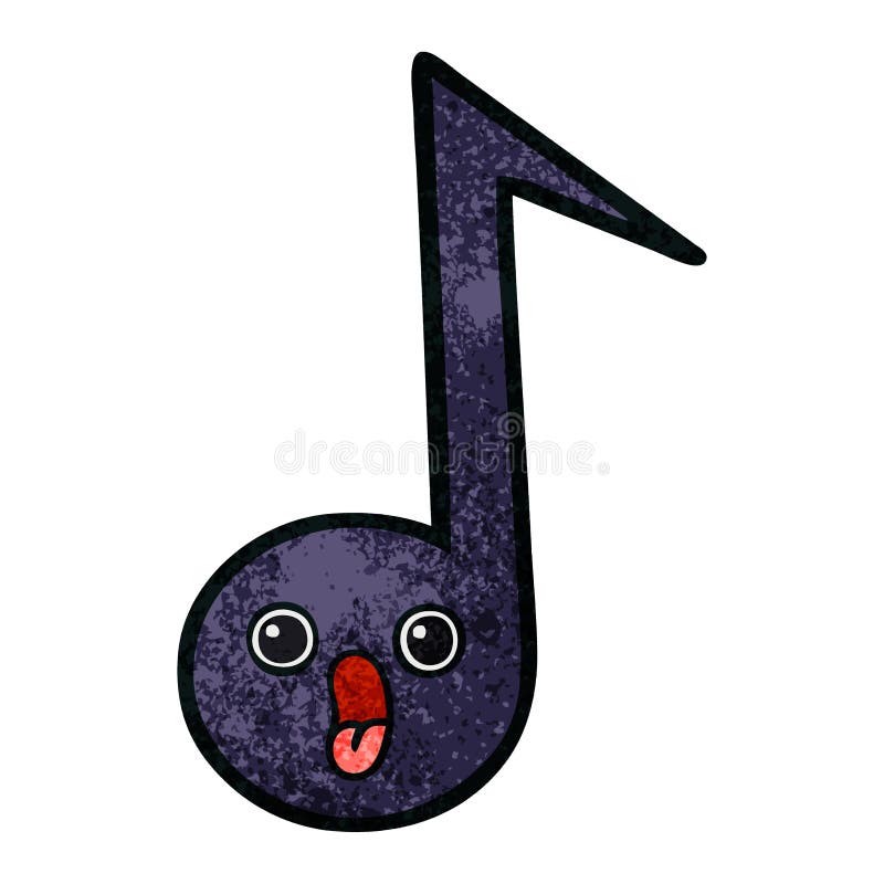 A Creative Retro Grunge Texture Cartoon Musical Note Stock Vector ...