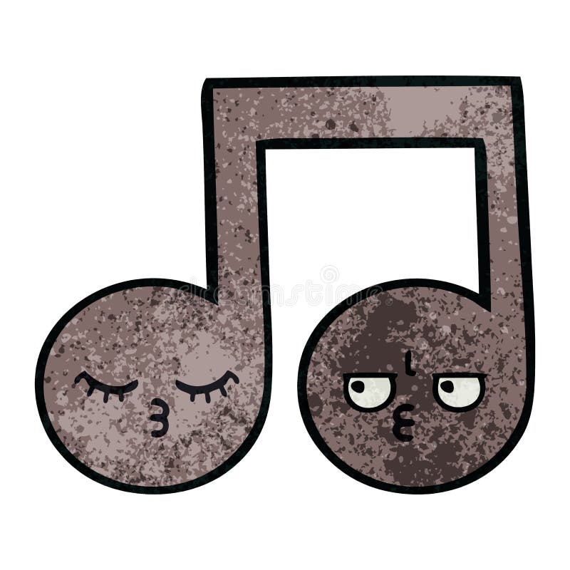 A Creative Retro Grunge Texture Cartoon Musical Note Stock Vector ...