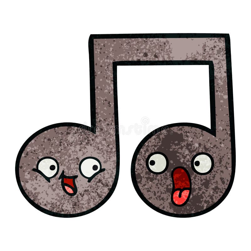 A Creative Retro Grunge Texture Cartoon Musical Note Stock Vector ...