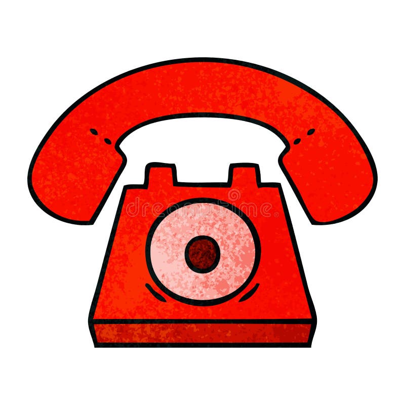 A Creative Retro Grunge Texture Cartoon Red Telephone Stock Vector ...