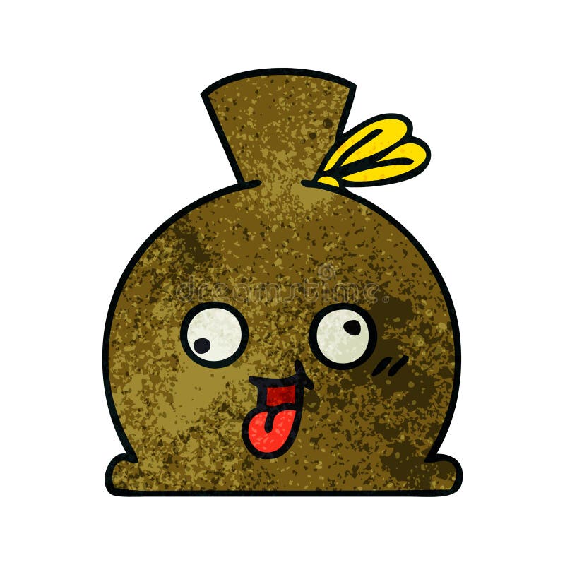 A Creative Retro Grunge Texture Cartoon Sack Stock Vector ...