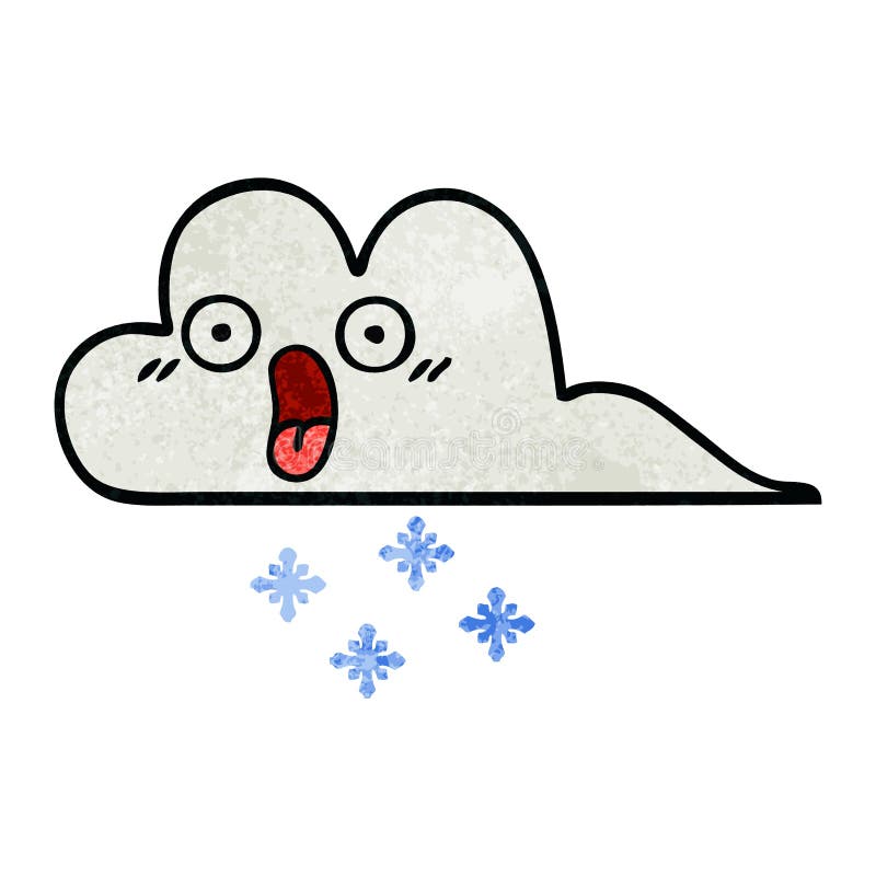 A Creative Retro Grunge Texture Cartoon Shocked Snow Cloud Stock Vector ...