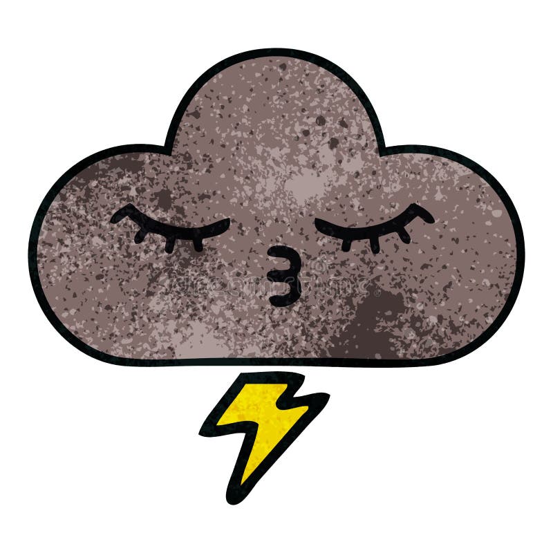 A Creative Retro Grunge Texture Cartoon Storm Cloud Stock Vector ...