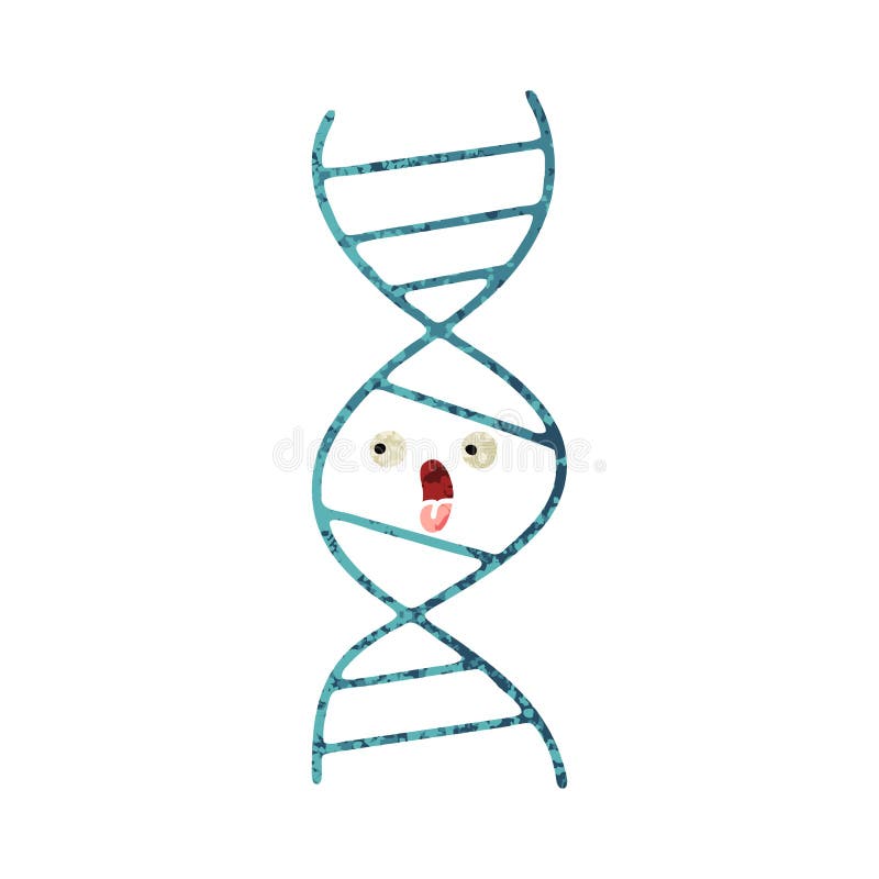 A Creative Retro Illustration Style Cartoon DNA Strand Stock Vector ...