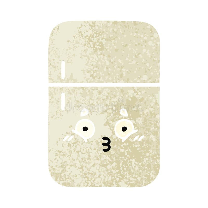 A Creative Retro Illustration Style Cartoon Fridge Freezer Stock Vector ...