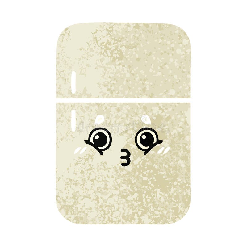 A Creative Retro Illustration Style Cartoon Fridge Freezer Stock Vector ...