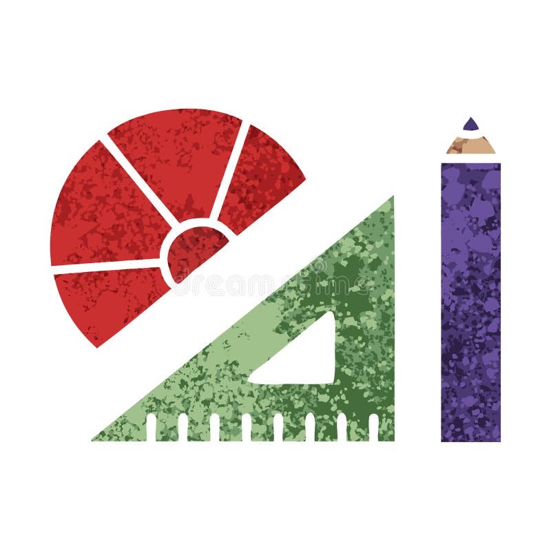 A Creative Retro Illustration Style Cartoon Maths Kit Stock Vector ...