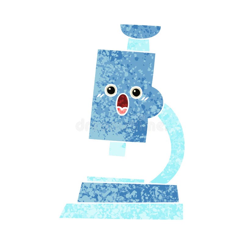 A Creative Retro Illustration Style Cartoon Microscope Stock Vector ...