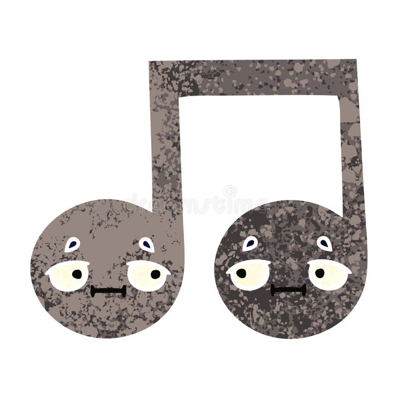 A Creative Retro Illustration Style Cartoon Musical Note Stock Vector ...