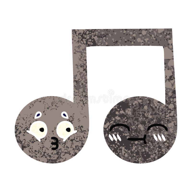 A Creative Retro Illustration Style Cartoon Musical Note Stock Vector ...