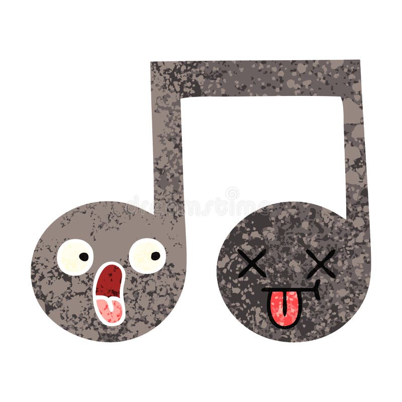 A Creative Retro Illustration Style Cartoon Musical Note Stock Vector ...