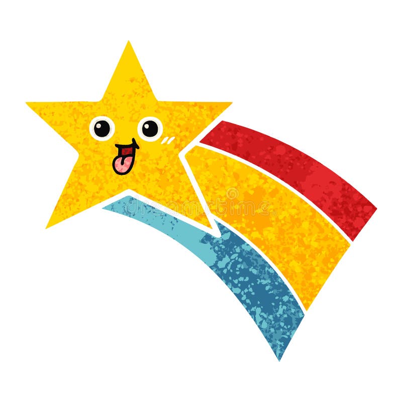 Cartoon Rainbow Star Weather Magic Cute Illustration Retro Freehand ...