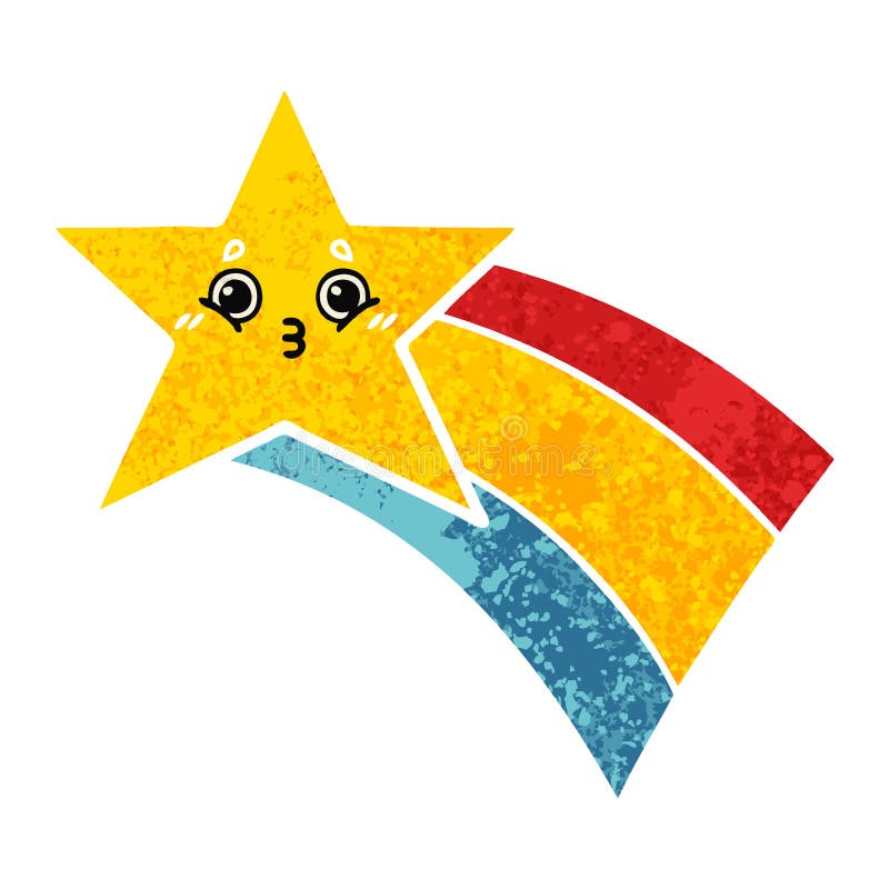 Cartoon Rainbow Star Weather Magic Cute Illustration Retro Freehand ...