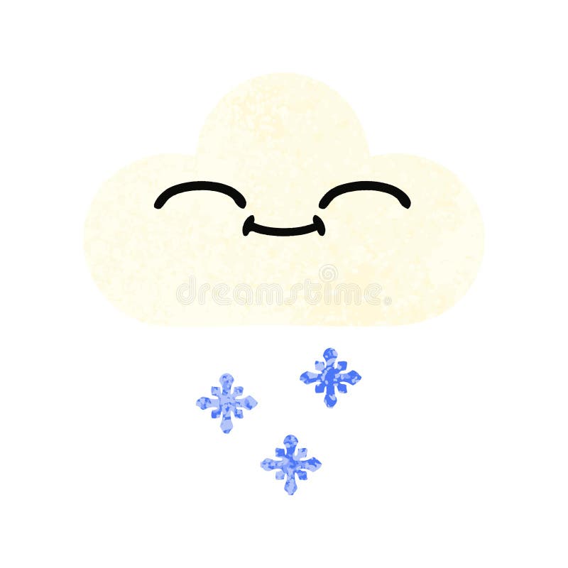 A Creative Retro Illustration Style Cartoon Snow Cloud Stock Vector ...