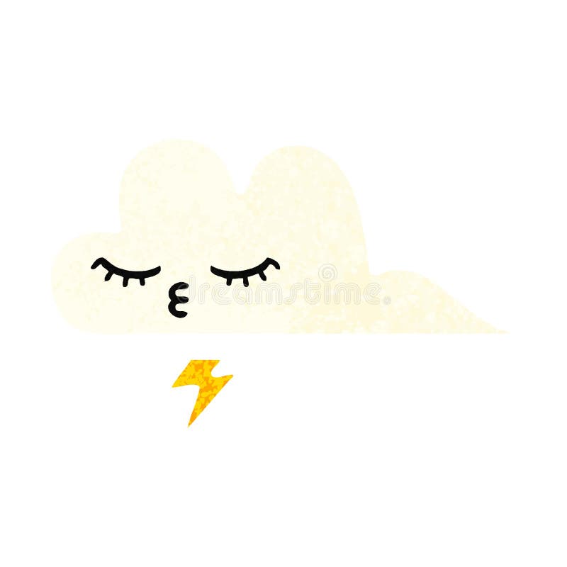 A Creative Retro Illustration Style Cartoon Thunder Cloud Stock Vector ...