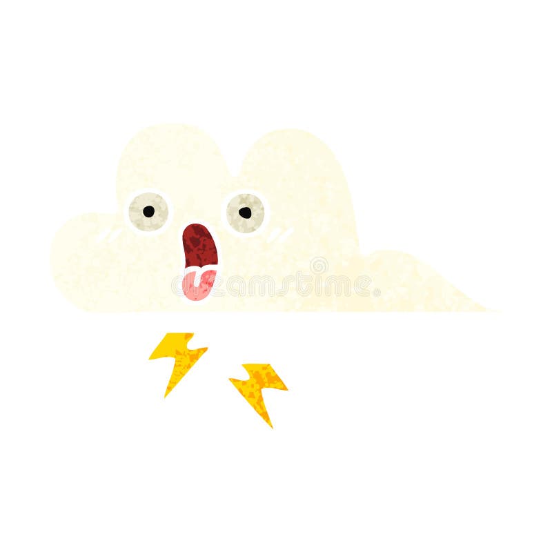 A Creative Retro Illustration Style Cartoon Thunder Cloud Stock Vector ...