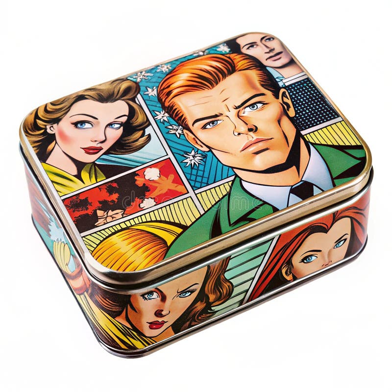 Reusable Tin Box for Chocolates with Retro Comic Book Theme Stock ...