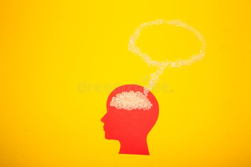 Creative Rice Brain in Red Paper Head from Which a Cloud of Rice ...