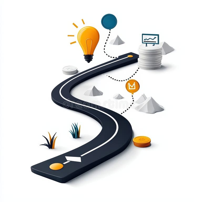 Creative Roadmap Illustration for Business Growth and Innovation Visual ...