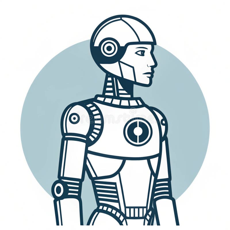 Creative Robot Illustration with Mechanical and Digital Elements, Ideal ...