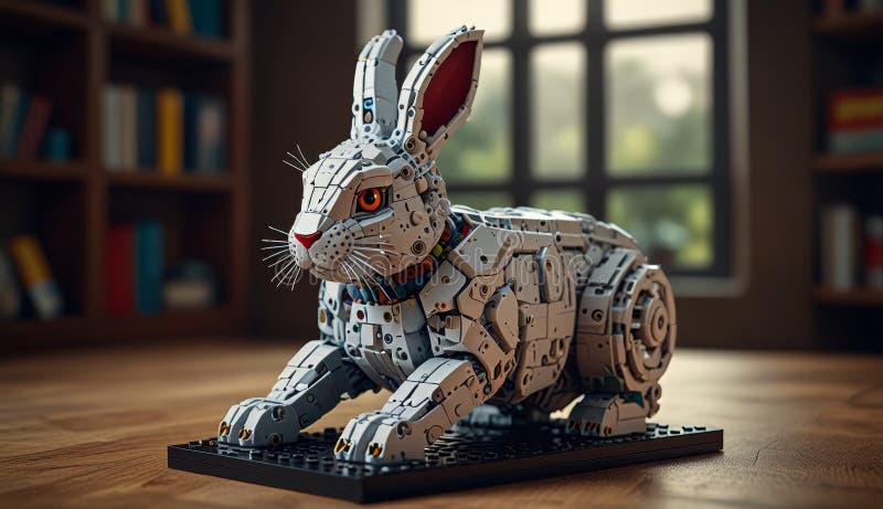 Creative Robot Rabbit Sculpture Stock Illustration - Illustration of ...