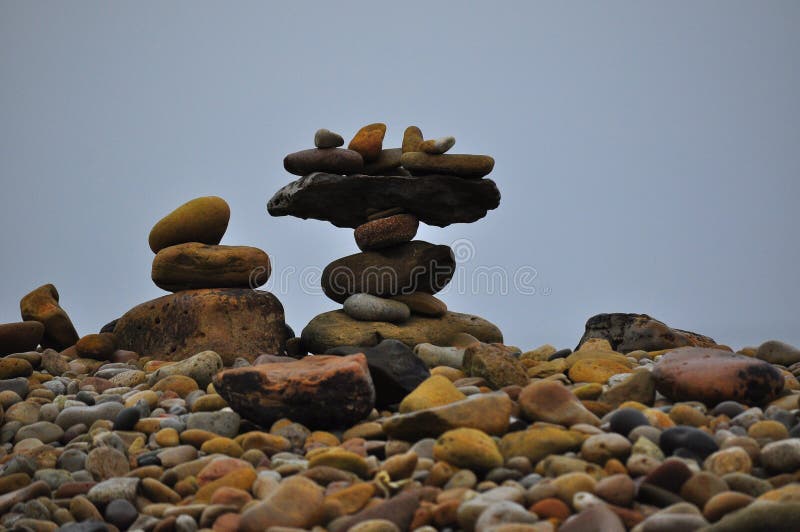 A Creative Rock Stacking, on Holy Island in England Stock Photo - Image ...