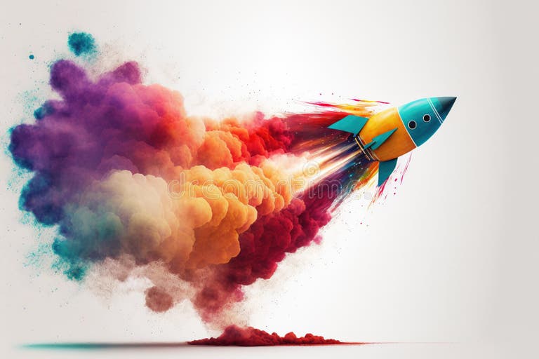 Creative Rocket Launch by Exploding Engine Taking Off for New Opportunity Stock Illustration ...