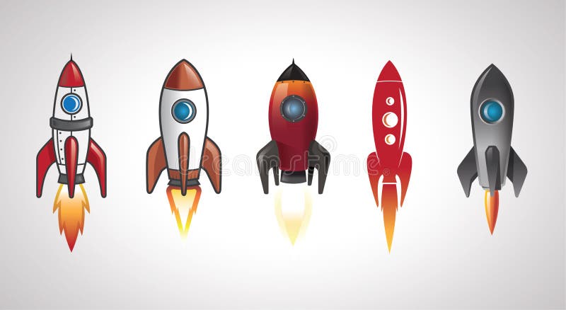 Creative Rocket Spaceship Logo Collection Stock Vector - Illustration ...