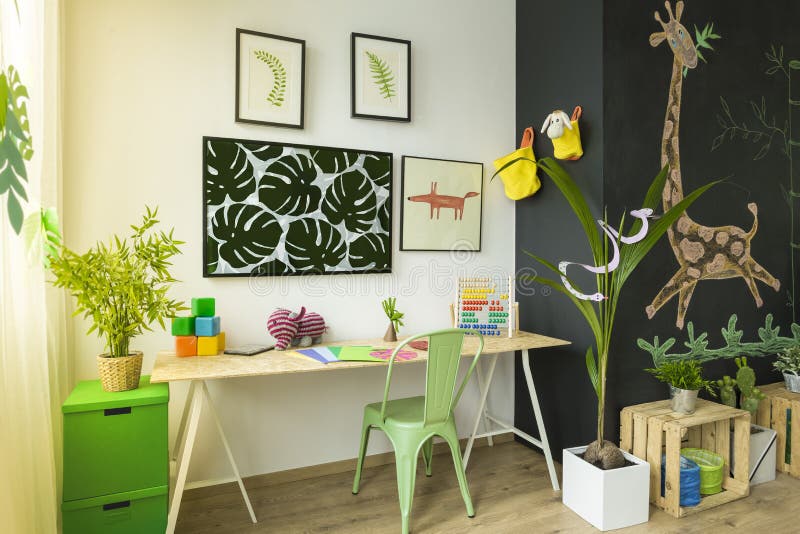 Creative room for children stock photo. Image of drawing - 90306918