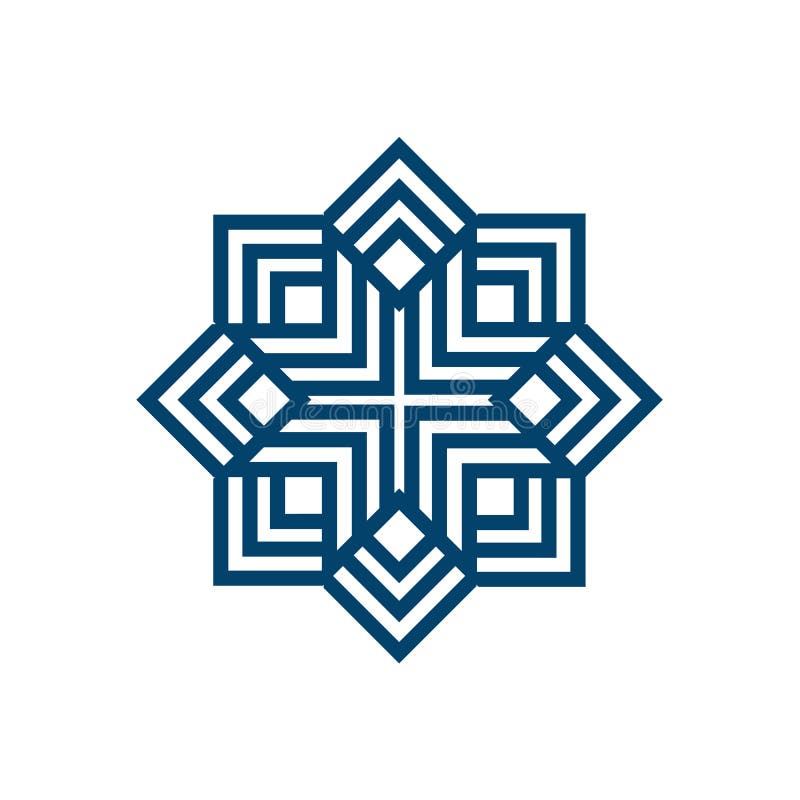 Creative Round Emblem Flower in a Circle N Linear Style Stock Vector ...