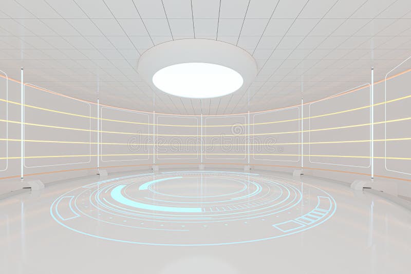 Creative Round Room, Empty Presentation Room, 3d Rendering Stock ...