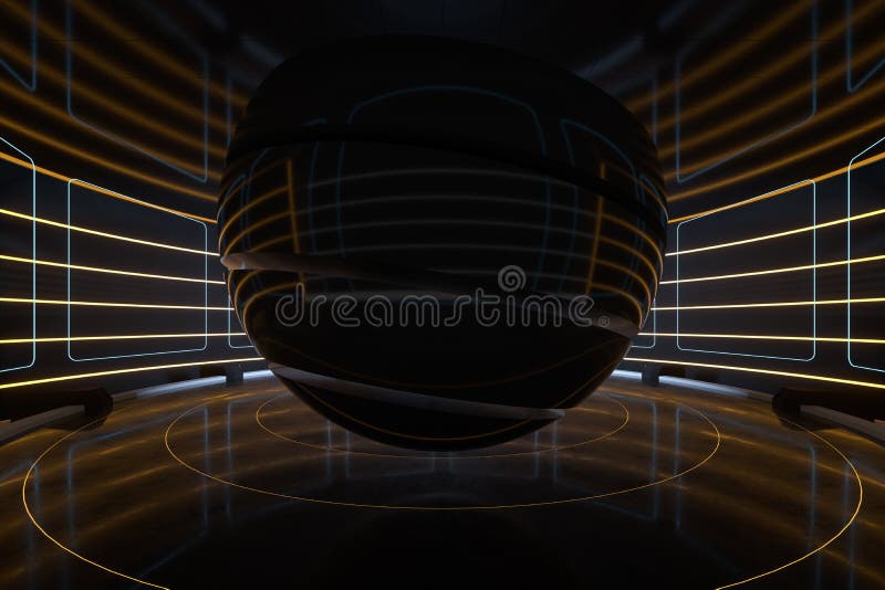 Creative Round Room, Presentation Room, 3d Rendering Stock Illustration ...