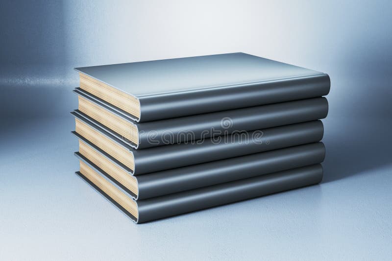Creative Row of Stacked Silver Books on Gray Backdrop. Library ...