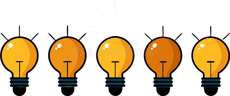 A Creative Sequence of Stylized Light Bulbs, One Uniquely Lit ...