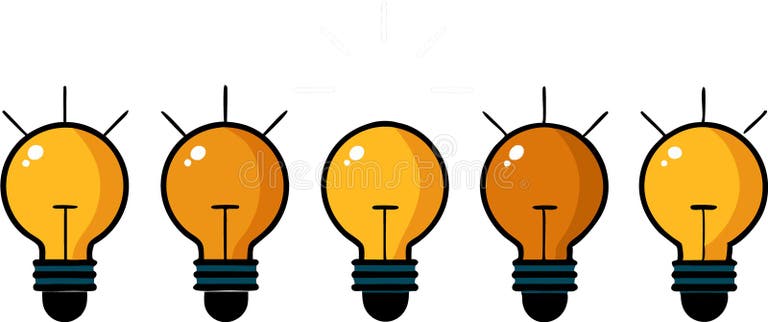 A Creative Sequence of Stylized Light Bulbs, One Uniquely Lit ...