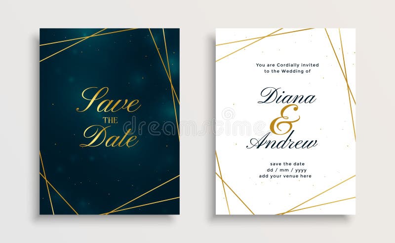Creative Royal Golden Line Wedding Invitation Card Design Stock Vector ...