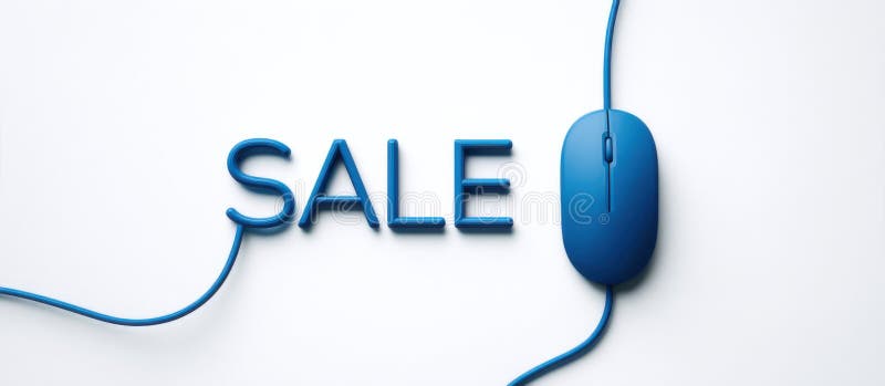 Creative Sale Promotion Featuring Blue Text and Computer Mouse on White ...