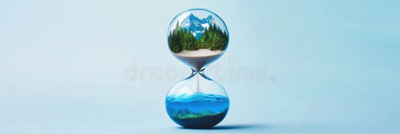 Creative Sand Timer Depicting Balance of Elements with a Forest ...