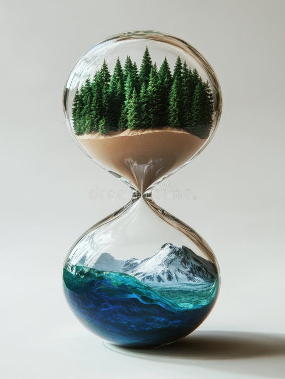 Creative Sand Timer with Forest and Ocean Elements Balancing Time and ...