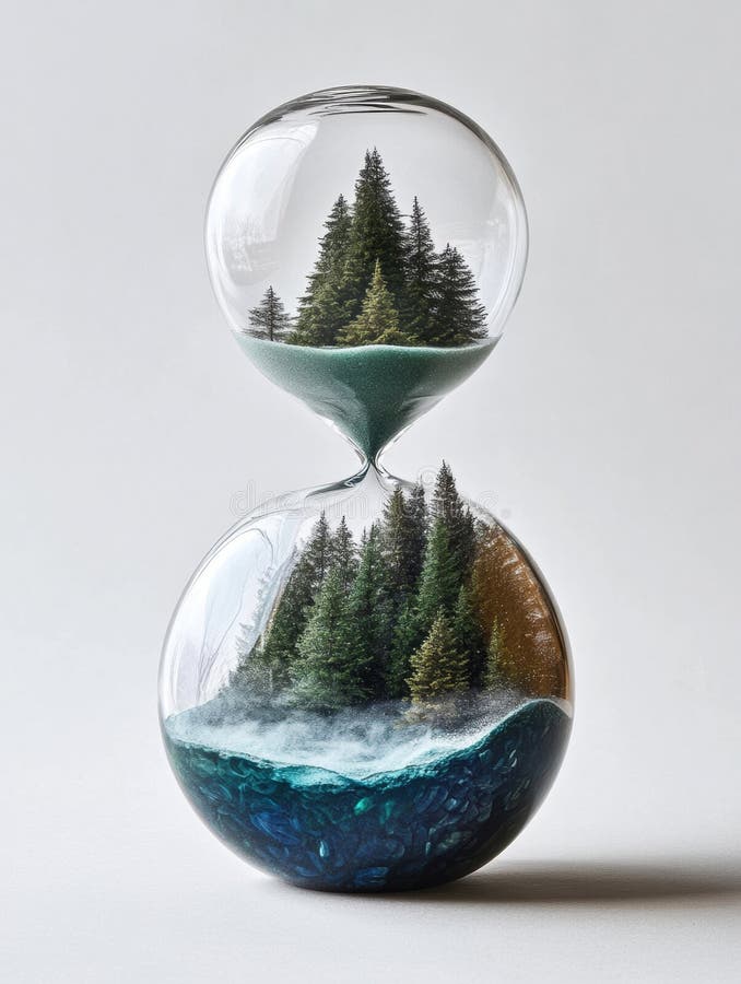 Creative Sand Timer Showcasing a Forest in the Top Half and an Ocean in ...