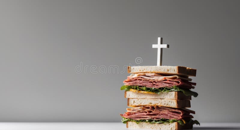 Creative Sandwich Tower Topped with a Cross. Stock Photo - Image of ...